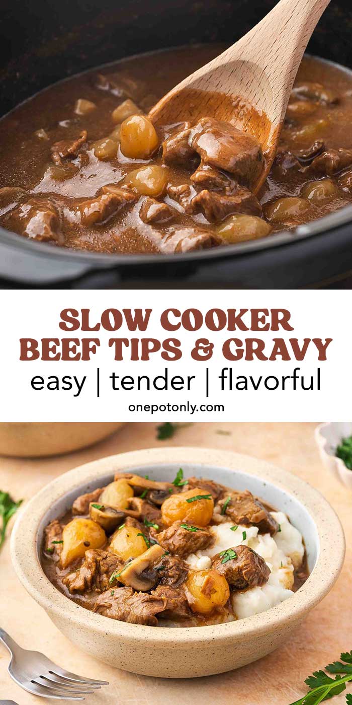 Slow Cooker Beef Tips and Gravy - One Pot Only — easy recipes using one ...
